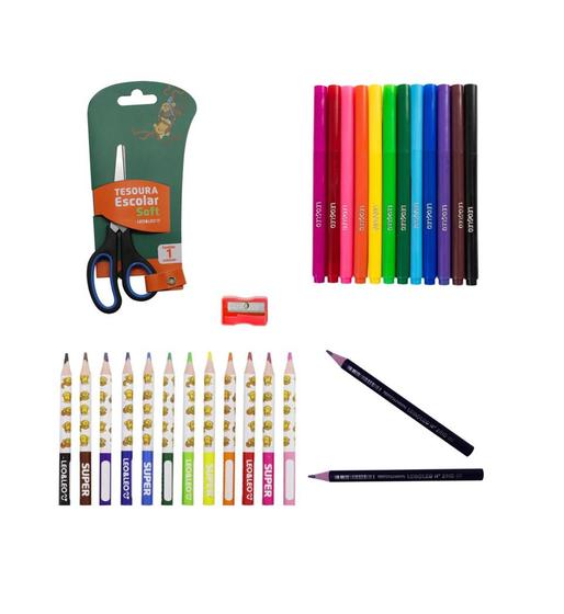 Kit Material Escolar Infantil Juvenil 6 Itens - Leo & Leo - Material ...