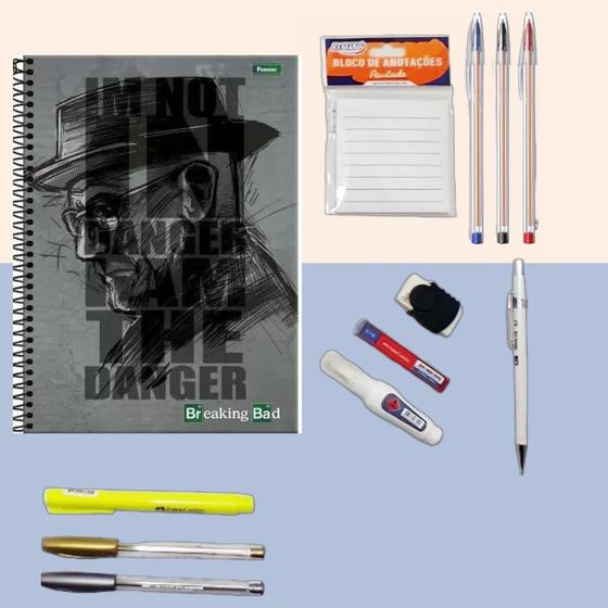 Kit Material Escolar Masculino Basico Caderno Breaking Bad e And One ...