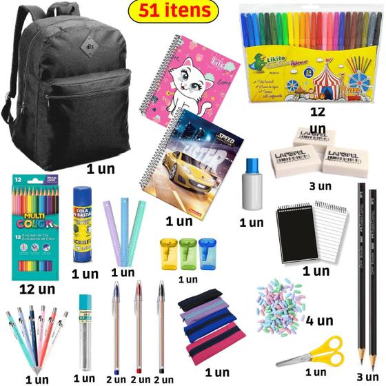 Kit Material Escolar Papelaria Mochila Caderno lápis Material Escolar ... Kit Material Escolar Papelaria Mochila Caderno lápis Material Escolar ...