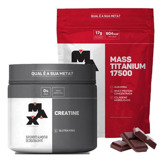 Kit Max Titanium Hipercalorico 3kg Mass 17500 + Creatina 150g Max - Kit ...