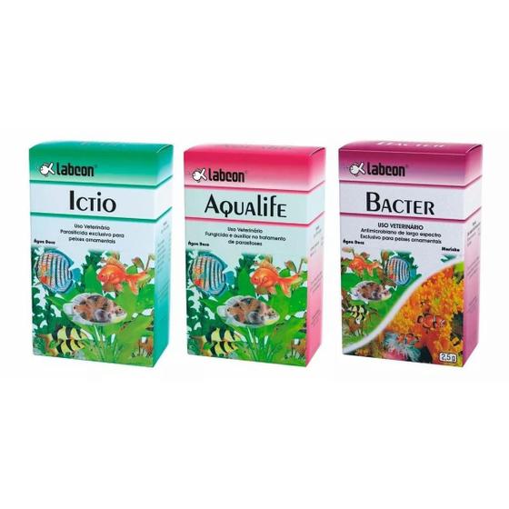 Kit Medicamento P/ Aquário Labcon Ictio - Aqualife - Bacter - ALCON ...