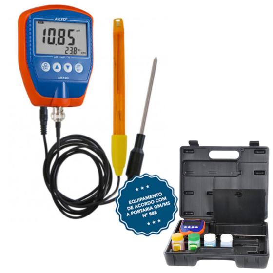 Kit Medidor De Ph Portátil Phmetro + Eletrodo Ph Liquidos E Maleta - AKSO - pHmetro / Medidor de ...