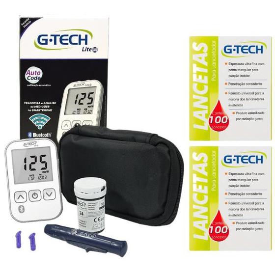 Kit Medidor G-tech Lite Smart + 200 Agulhas - Medidor de Glicose ...