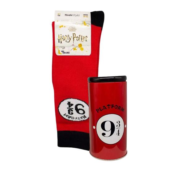 Kit Meia Cano Longo Unissex 33/38 Harry Potter 9 3/4 Vermelha Geek Nerd ...