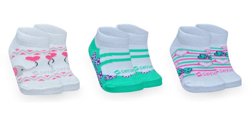 Kit Meia Infantil Bebê com 3 pares de Sapatilha Menina 6 a 12 Meses ...