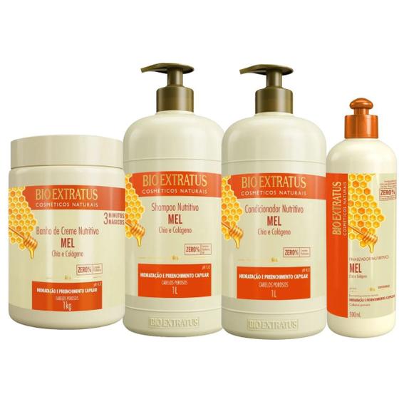 Kit Mel Bio Extratus Shampoo Cond Másc 1Lt +Finalizador 500g - Kit de ...