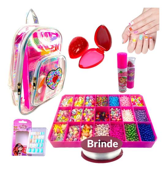 Kit Miçanga Maleta Com Mochila Transparente 7000 Peças + Fio - start ...