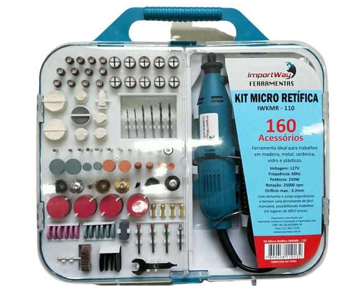 Kit Micro Mini Retifica 160 Peça 25000Rpm Estojo 220V - Importway - Kit ...