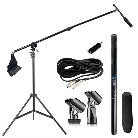 Kit Microfone Shotgun Direcional Le Son Htl 81 Cabo P10 5m + Suporte ...
