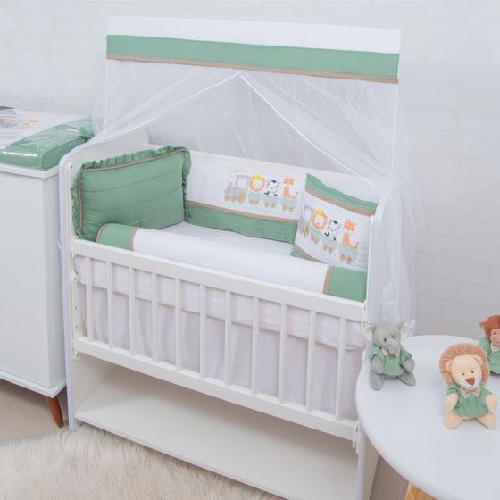 Kit Mini Berço Safari Verde Trenzinho Menino Bebê Enxovais Kits