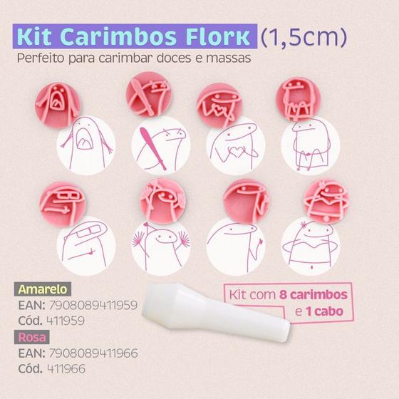 Kit Mini Carimbos Para Brigadeiro Flork Meme - 8 Mini Carimbos e 1 Cabo ...