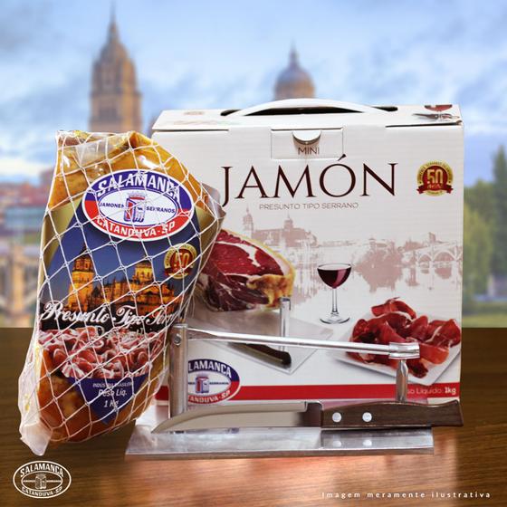 Kit Mini jamon Presunto Serrano s/osso Salamanca 1kg com suporte de ...