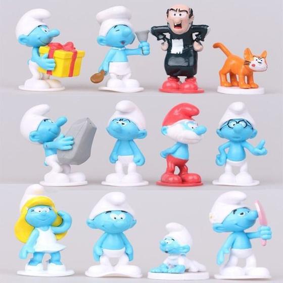 Kit Miniatura 12 Pçs Os Smurfs Bonecos Gargamel Smurfet 240 - MHR ...