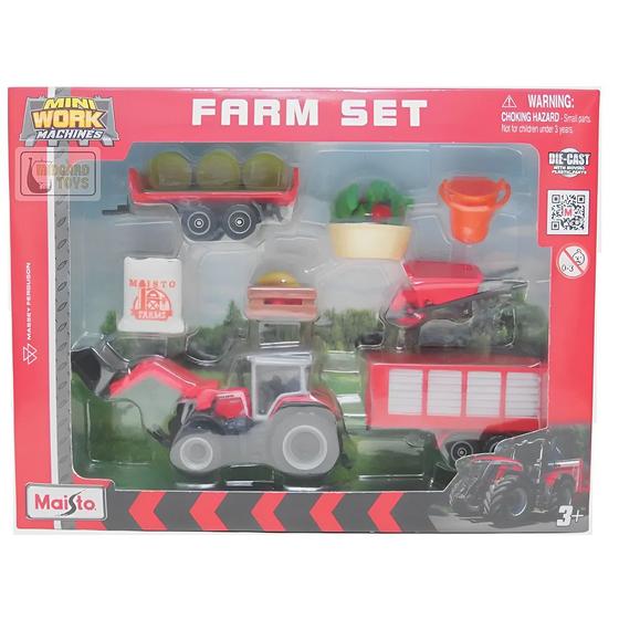 kit Miniatura Trator Vermelho Coleção Mini Work Machines Farm Gift Set ...