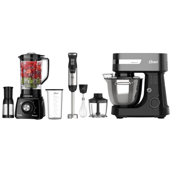 Kit Mixer Inox 3 Em 1 Potente 750W Copo 4 Laminas Tampa Batedeira ...