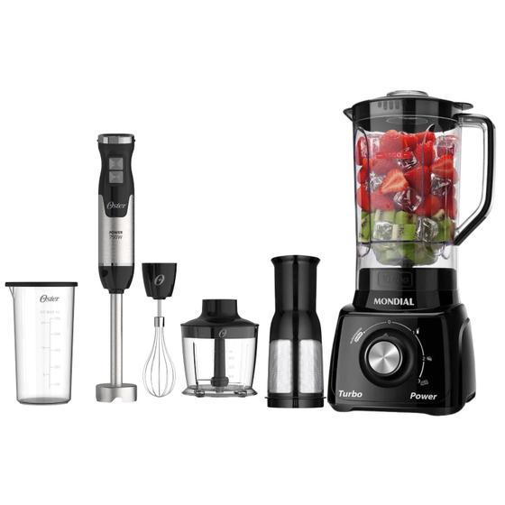 Kit Mixer Power 750W Inox 3 Em 1 Copo Tampa Haste Fouet Com ...