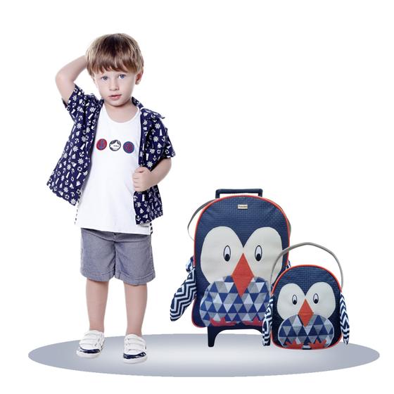 Kit Mochila De Carrinho Infantil Bichinho G + Lancheira - Bebê Escolar ...