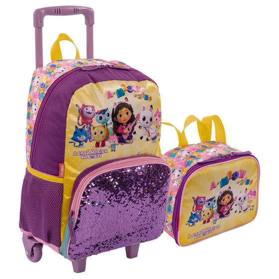 Kit Mochila De Rodinha Escolar Infantil E Lancheira Infantil A Casa ...