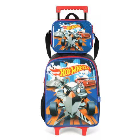 Kit Mochila Escolar Rodinha Lancheira Hot Wheels Luxcel Original ...