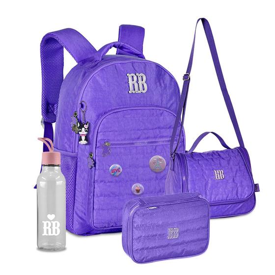 Kit Mochila Estojo e Lancheira Rebecca Bonbon Crinkle com Garrafinha ...