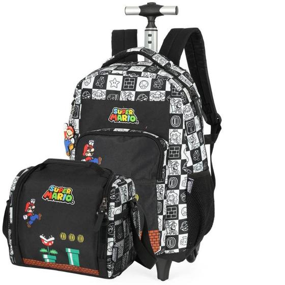 Kit Mochila Rodinha e Lancheira mario By Luxcel Ref 47562 - Material ...