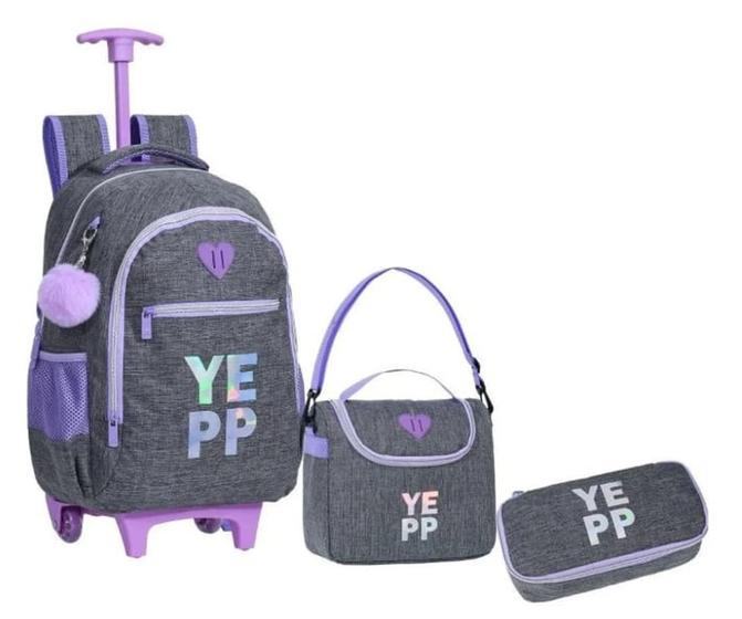 Kit Mochila Rodinha Juvenil Feminina Escolar 3 Peças KIT5307 - Yepp ...