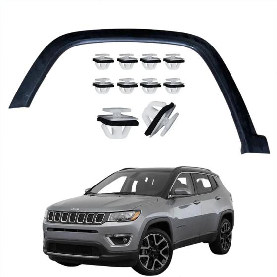 Kit Moldura Com Grampo Dianteiro Jeep Compass 2017 a 2020 Esquerdo ...