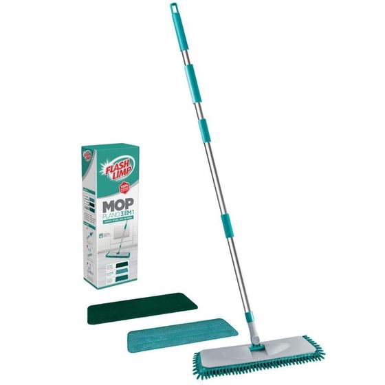Kit Mop Plano 3 Em 1 Limpeza Pesada, Seca Ou Úmida Flashlimp - Mop ...