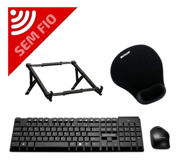 Kit Mouse Pad + Suporte Para Notebook + Teclado Com Mouse Sem Fio ...