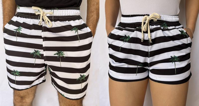 Kit mozão de bermudas tectel estampa digital coqueiro moda praia verão ...
