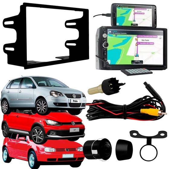 Kit MP5 Touch + Moldura Gol Polo Bora Fox Spacefox Ecosport Fiesta + Câmera de Ré Borboleta ...