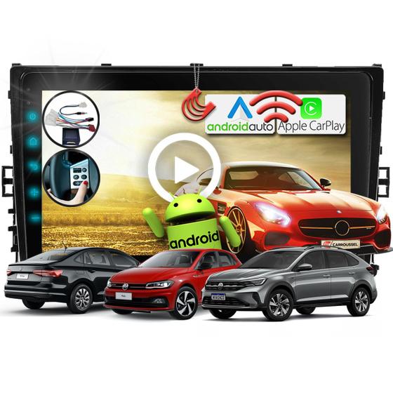 Kit Multimidia 9 polegadas Android Polo Virtus Nivus Tela Som Central Redecan Canbus CarPlay GPS ...