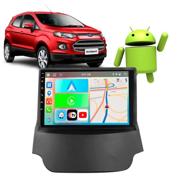 Kit Multimidia Android Carplay EcoSport 2013 a 2017 9 Pol + Câmera e Moldura - E-Carplay ...