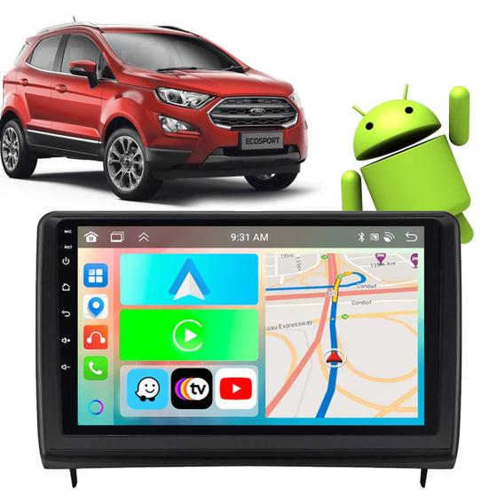 Kit Multimidia Android Carplay EcoSport 2018 a 2021 9 Pol + Câmera e Moldura - E-Carplay ...
