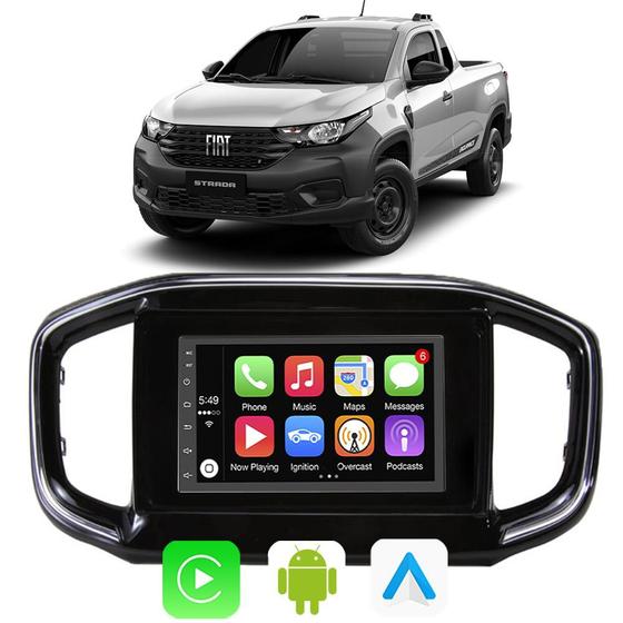 Kit Multimidia Carplay Android Auto Strada 2022 2023 2024 7" Google Voz Siri Espelhamento GPS Tv ...