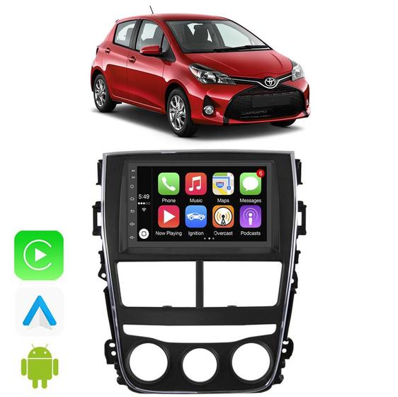 Kit Multimidia Carplay Android Auto Yaris 2018 2019 2020 2021 2022 2023 2024 7" Google Voz Siri ...