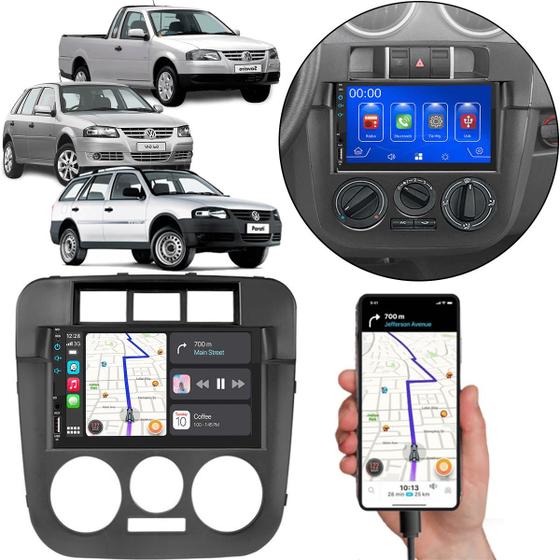 Kit Multimídia Carplay Gol Parati Saveiro G4 7 Pol MP5 Touch-screen + Câmera de ré - E-Connect ...