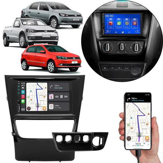 Kit Multimídia Carplay Gol Saveiro G6 2013-2016 7 Pol MP5 + Moldura 4 Furos Para Botões - E ...