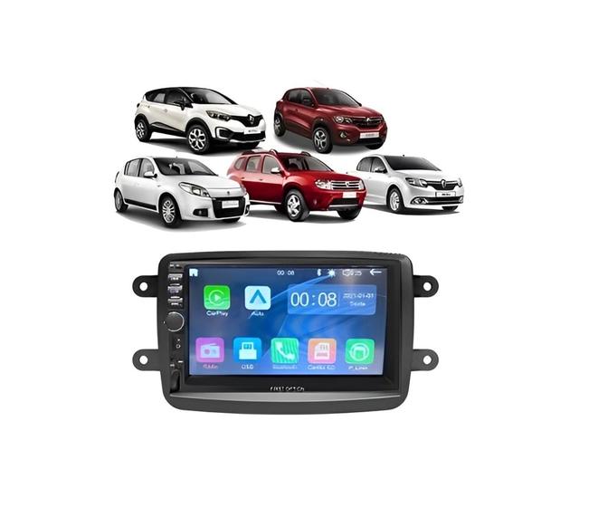 Kit Multimídia Duster 2011 / 2019 Sandero Logan 2015 / 2024 7 Pol CarPlay AndroidAuto ...