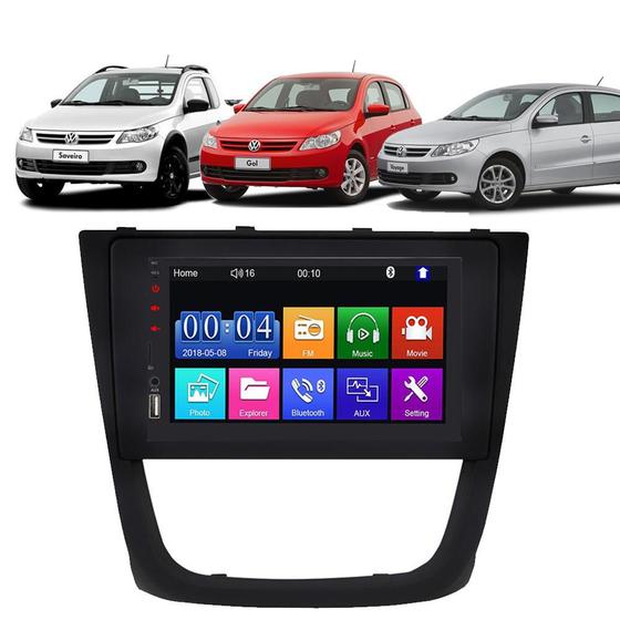 Kit Multimídia MP5 VW Gol Saveiro Voyage G5 Câmera Ré + Moldura Painel Bluetooth Espelhamento ...