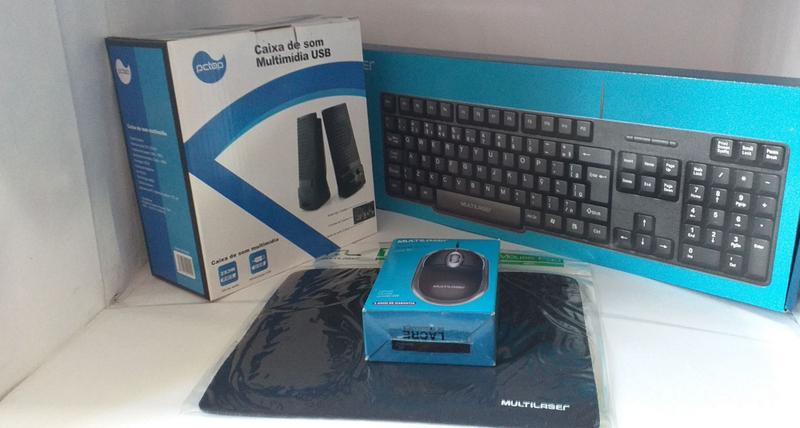 Kit Multimídia - Teclado, Caixa de Som, Mouse Óptico e Mouse Pad ...