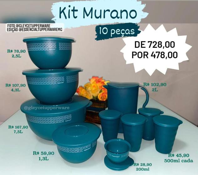 Kit murano verde completo 10 peças - Tupperware - Pote - Magazine Luiza