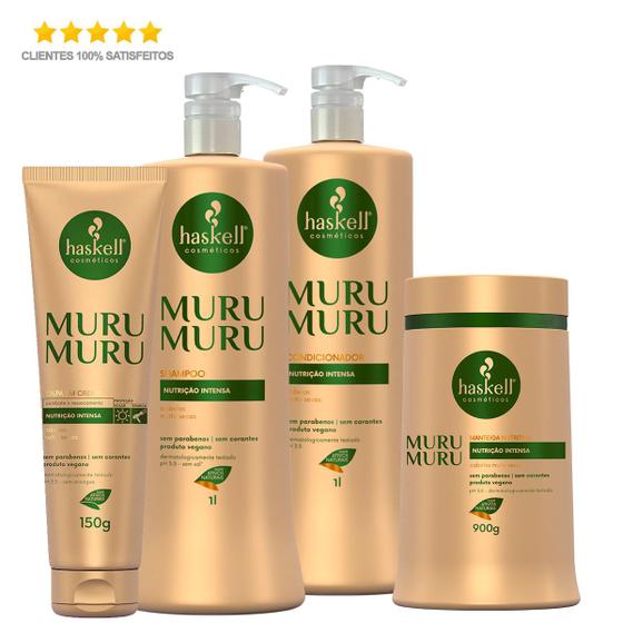 Kit Murumuru Haskell Shampoo, Condicionador E Máscara 900g/l + Leave In Polpa em Creme 150g ...