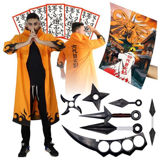 Kit Naruto Hokage C/ Manto Kyuubi + Kit Kunai +Poster Minato - Point ...