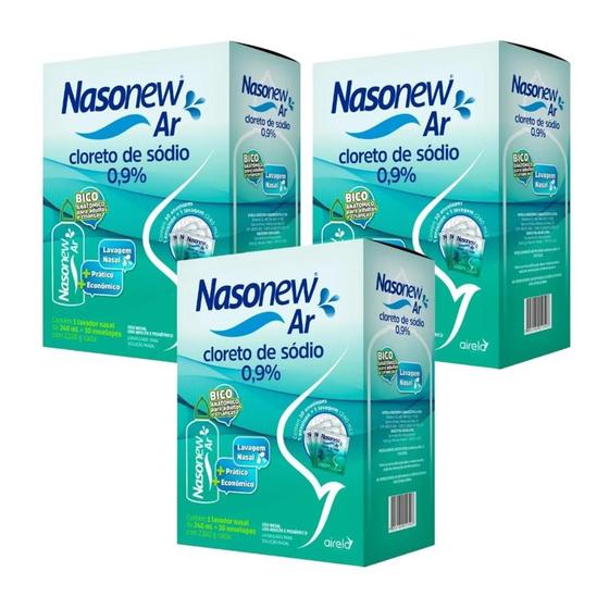 Kit Nasonew Ar Lavador Nasal Com 3 Caixas De 30 Envelopes De 2,160g + 1 Frasco De 240ml Cada ...