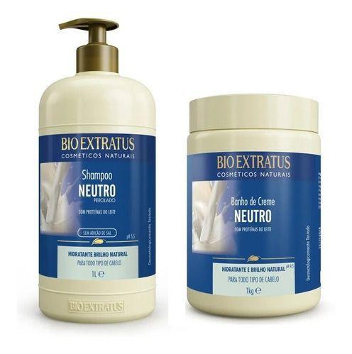 Kit Neutro Bio Extratus Shampoo 1L + Banho de Creme 1L - Shampoo ...