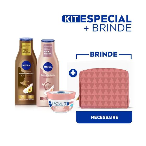 Kit Nivea Beleza Radiante. Contém: Creme Facial, Creme Corporal Com ...