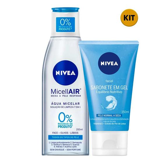 Kit Nivea Limpeza Facial Todos os tipos de Pele Água Micelar + Sabonete ...