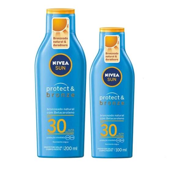 Kit Nivea Protect Bronze Protetor Solar FPS30 200ml + 100ml - Protetor ...