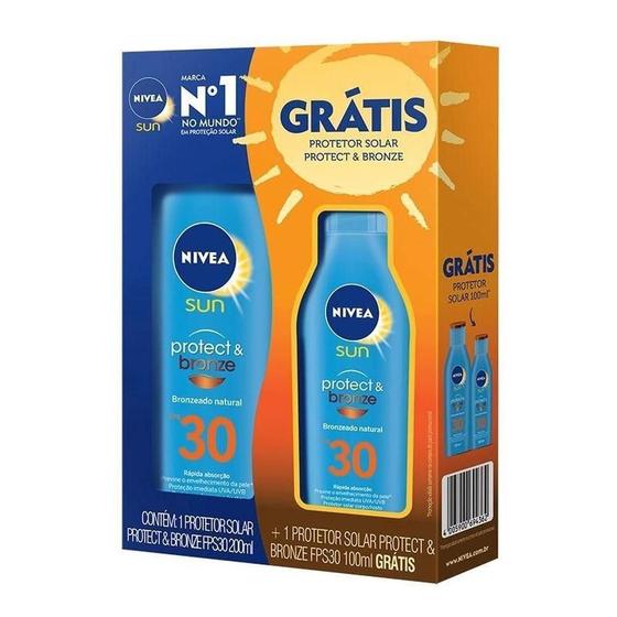Kit Nivea Sun Protect&Bronze Fps30 200Ml+Prot Fps30 100Ml - Protetor ...